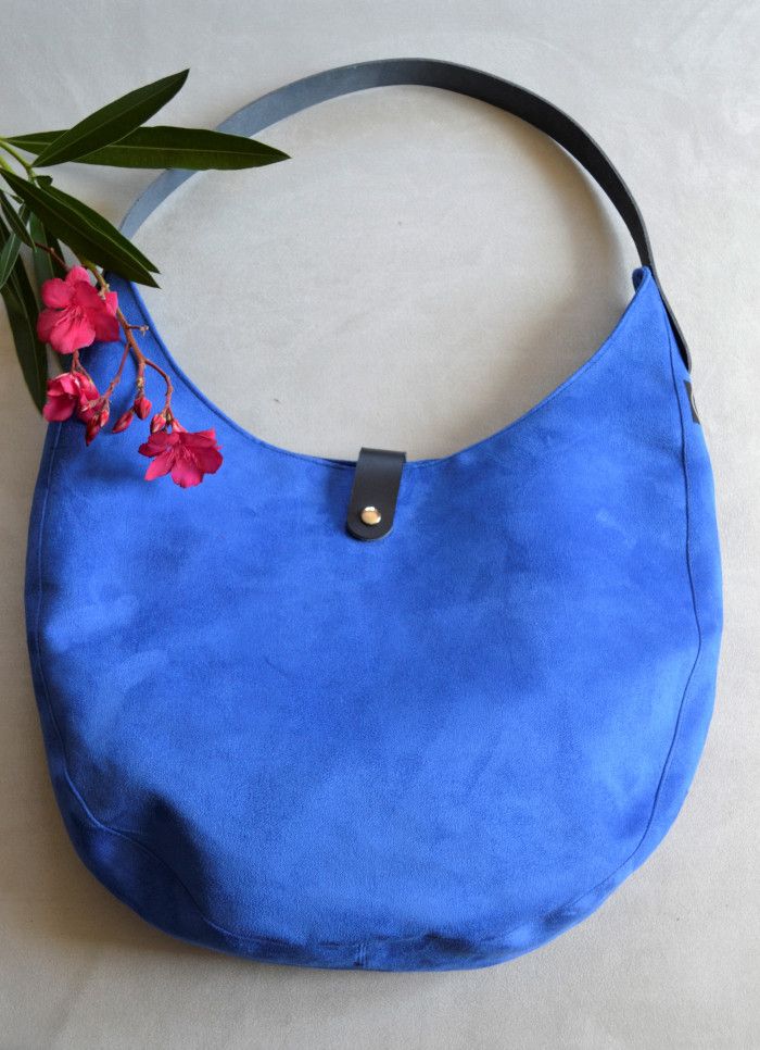 Sac Hobo - Suédine Bleu par Un chiffon font, font | Kwaz'Art
