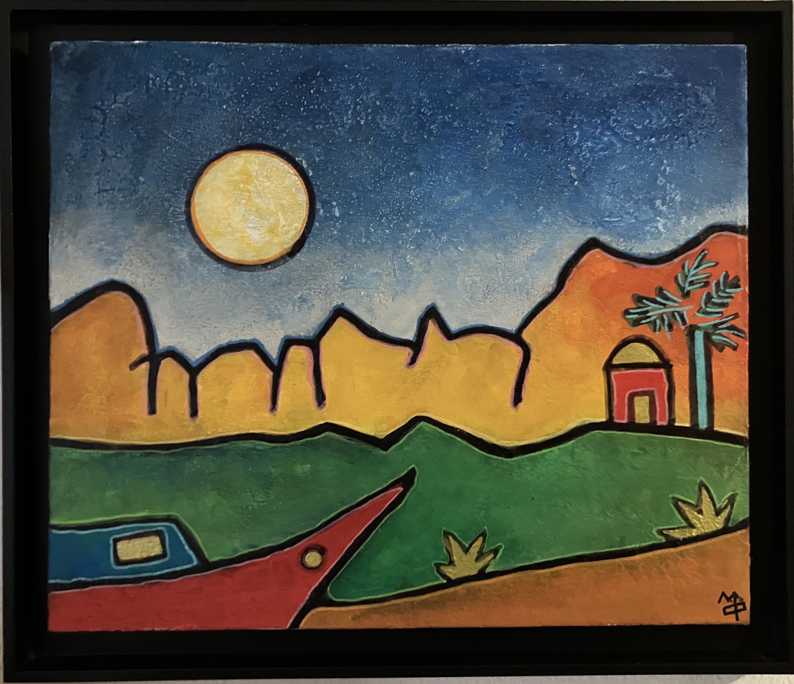 Là-bas... Acrylique et matières sur toile HQ par Marie Olivier